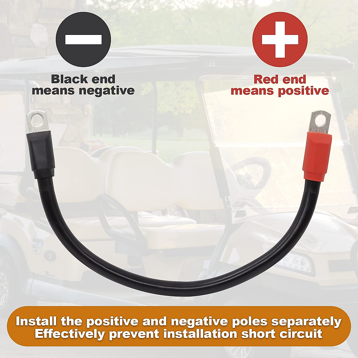 superbobi Cable 7 pc Set # 2 Awg HD Golf Cart Battery Club Car 48 Volt Wire Kit, Golf Cart Battery Cables Wiring Kit