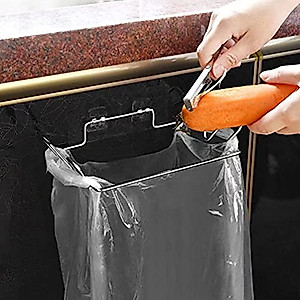 Cabilock Door Hook Hangers 2 Sets Cabinet Door Trash Bag Holder Stainless Steel Kitchen Garbage Bag Hook Hanging Trash Rack Wastebasket for Kitchen Bathroom Cupboard Wall Towel Gloves Hanger