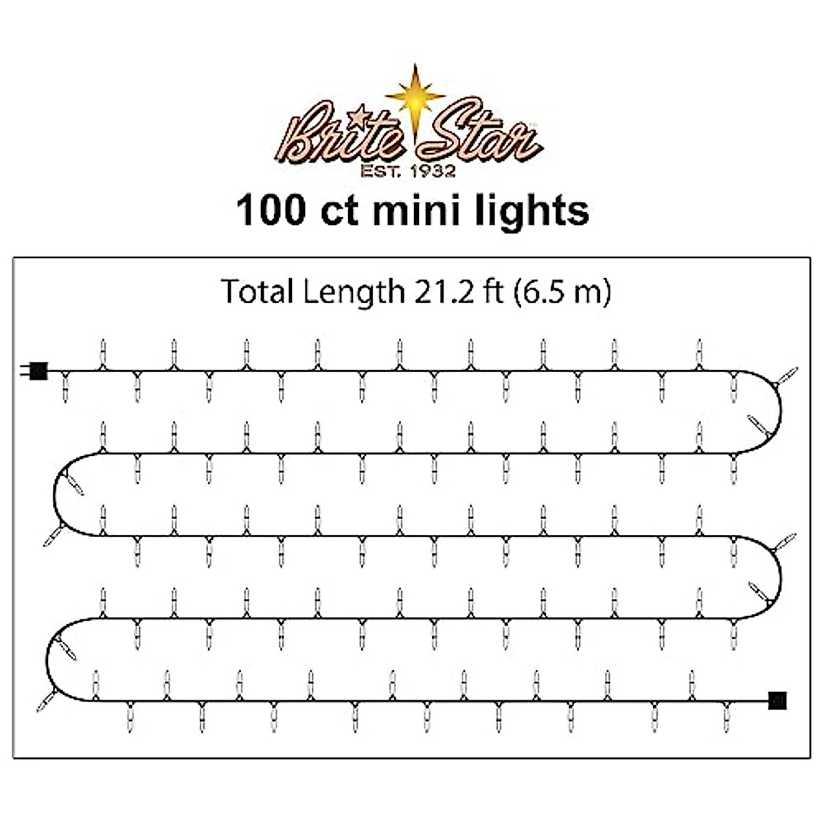 Brite Star 100 Count Mini String Christmas Lights, Purple - 22 feet Indoor/Outdoor Christmas Tree Lights with White Wire