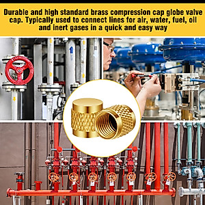 Yaocom 1/4 Flare Cap, Round Brass W/Neoprene O Ring Seal HVAC Valve Caps(50 Pcs)