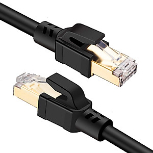 veetcom Cat8 Ethernet Cable 100FT, High Speed 26AWG Cat8 LAN Network Cable 40Gbps, 2000Mhz with Gold Plated RJ45 Connector, Heavy Duty Weatherproof S/FTP UV Resistant for Modem, Router/Gaming/Xbox