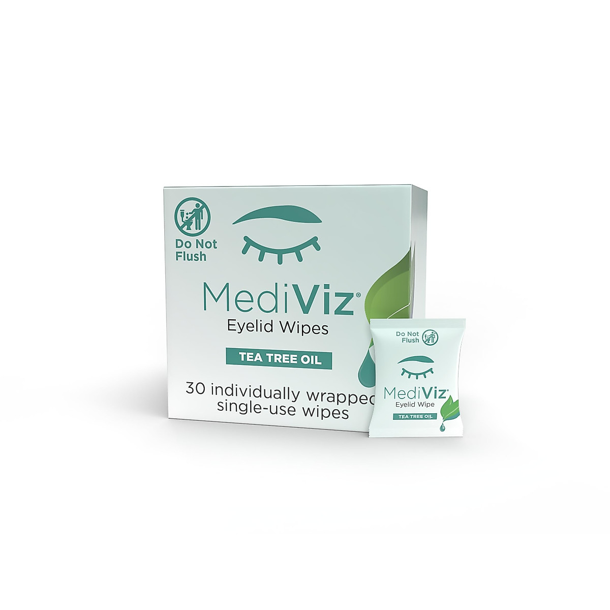 MediViz Tea Tree Eyelid Cleanser Wipes – 30 Single-Use Towelettes – Eyelash & Eyelid Wipes for Soothing Dry Eye Irritation, Demodex Removal & More​