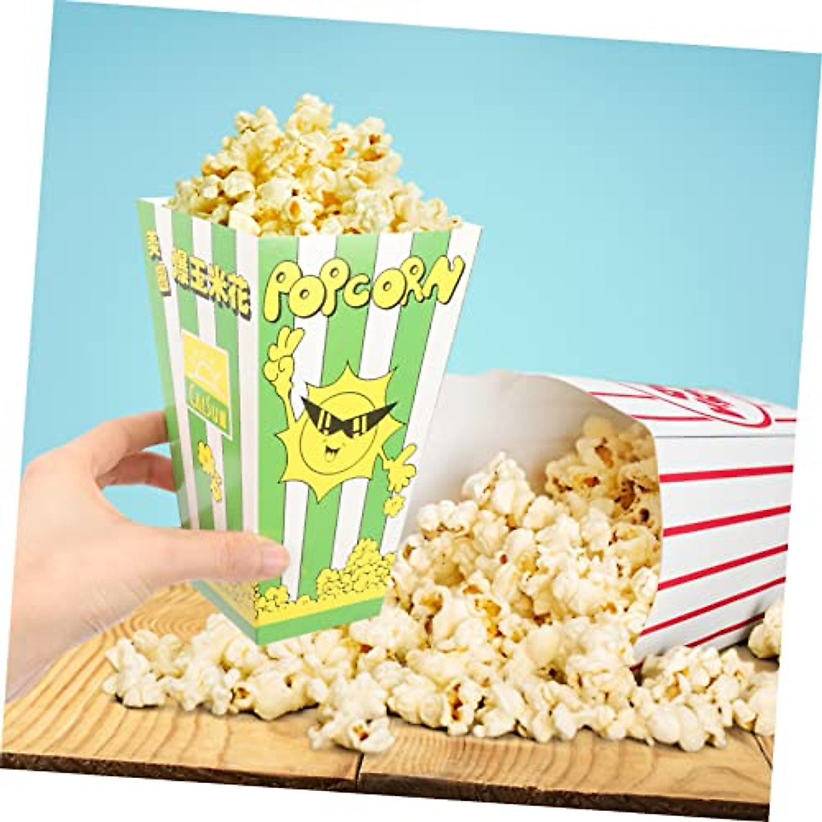 100pcs Popcorn Boxes Gift Bag Set Cardboard Food Containers Disposable Food Containers Fresh Popcorn Box Reusable Popcorn Boxes Ornament Container Movie Night Supplies Party Favor