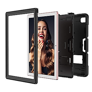 FIEWESEY for Dragon Touch Notepad 102 10 Inch Tablet Case,Heavy-Duty Drop-Proof and Shock-Resistant Rugged case(with Stand), for Blackview Tab 8/8E/Teclast P20hd/M40 10 Inch/AAUB P30(Black/Black)