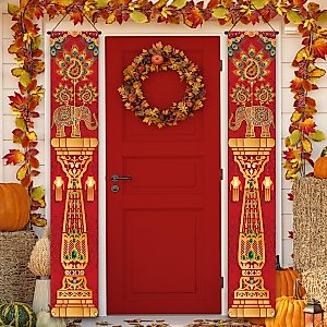 Diwali Decorations for Home Deepawali Indian Festival of Lights Banner Indian Ganesha Porch Banner Indian Pooja Decor Diwali Decorations for Home Party
