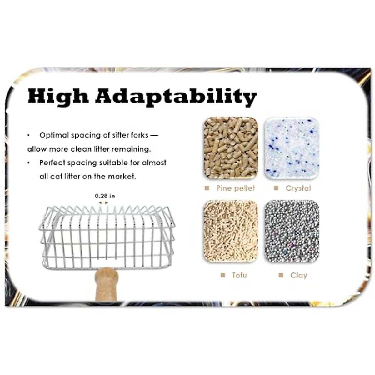 Vitisyao Metal Cat Litter Scoop with Holder, Fast Sifting Kitty Poop Scooper Caddy, Large Cat Poop Scooper Stand (Blue)