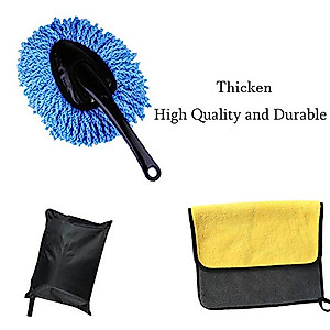 Car Cleaning Kit Wheel Brush Auto Dust Collector Tire Brush Air Conditioning Microfiber Thicken Towel Windshield Cleaning Tool Small Spray Bottle Gentle Effective Car Wash Tool Set Canvas Bag(6 Packs)