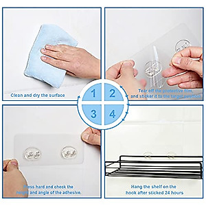4PCS Shower Caddy Adhesive Sticker Replacement Hook for Corner Shower Caddy Bathroom Rack Shelf Soap Dish Basket Wall Hanging Hook with Strong Sticky, No Drilling Bath Kitchen Organizer Accessories