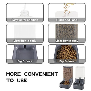 Tokenkuko Automatic Cat Feeder and Water Dispenser with Pet Food Bowl,Gravity Food Feeder and Waterer Dispenser in Set for Small Medium Dog Puppy Kitten Rabbit Bunny Large Capacity(3.3L x 2)