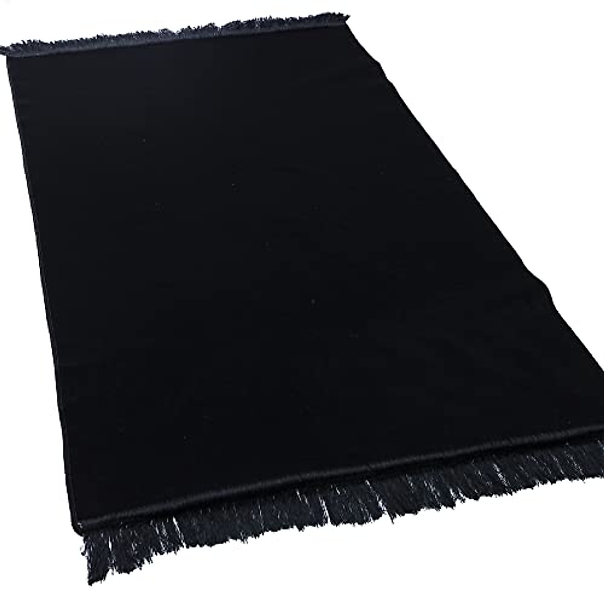 Modefa Turkish Islamic Velvet Janamaz Prayer Rug - Prayer Mat Carpet for Men and Women - Traditional Muslim Sajadah - Ramadan or Eid Gift - Solid Simple (Black)