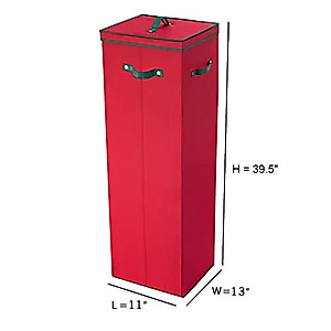 Wrapping Paper Storage Box-Holds 20 Rolls of 39.5”inch Gift Wrap-Upright Container, Lid, Dividers & Handles-For Holiday & Christmas Wrap by Elf Stor (Red) (Pack of 1)