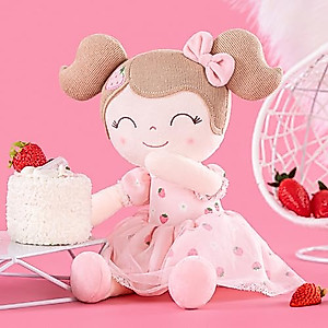 Gloveleya Baby Girl Gift Soft First Baby Doll Plush Doll Strawberry Pink 16" w/Gift Box…