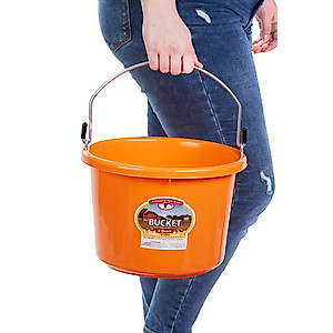 Plastic Animal Feed Bucket (Navy) - Little Giant - Round Plastic Feed Bucket with Metal Handle (8 Quarts / 2 Gallons) (Item No. P8ORANGE6)