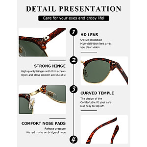 AEVOGUE Polarized Sunglasses For Women And Men Semi Rimless Frame Retro Sun Glasses AE0369 (Tortoise)