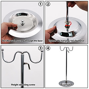 GGOUPTY Handbag Display Stand Adjustable Height Metal Purse Holder 2 PCS Double Hook Purse Hanging Rack Jewelry Metal Stand for Display