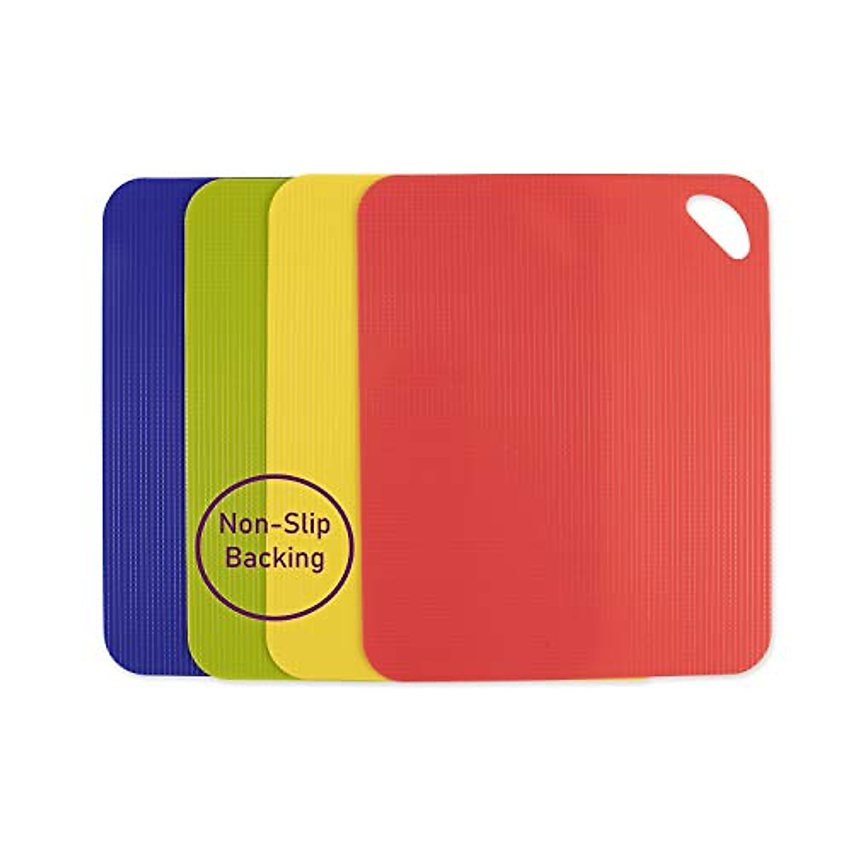 Dexas Heavy Duty Grippmat Flexible Cutting Board Set of Four, 11.5 x 14 inches, Blue, Green, Yellow and Red,6554PK