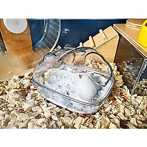SpringSmart Hamster Bathroom with Scoop Set, Transparent Sand Bathtub with Large Space for Small Animals, Dwarf Hamster Toilet (M(6X4X4 inch))
