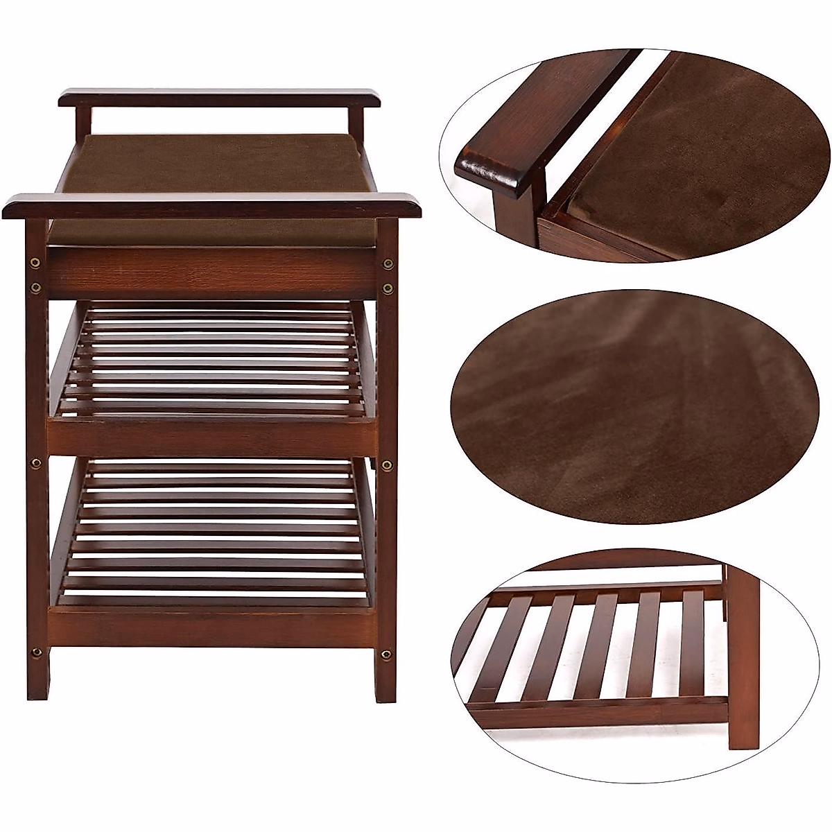 Livebest 3-Tier Bamboo Shoe Rack, Shoe Rack Bench,Small Shoe Rack for Entryway Bathroom Living Room Bedroom 19-inch