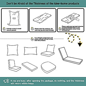 idee-home Outdoor Chair Cushions Set of 2, Waterproof Patio Furniture Cushions with Ties, Thick Outdoor Cushion Seat Cushion Dining Chair Cushions 17" x 16" x 3" Indoor Chair Pads Antique Beige