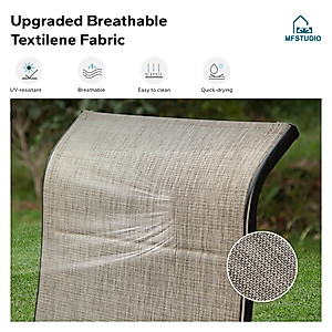 MFSTUDIO Patio Dining Chairs Set of 4, Padded Textilene Patio Chairs C Spring Outdoor Dining Chairs, High Back Sling Outdoor Chairs for Backyard Deck, 300LBS