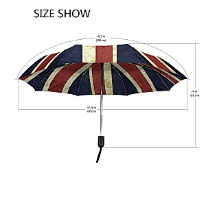 WOZO Vintage Union Jack British 3 Folds Auto Open Close Umbrella