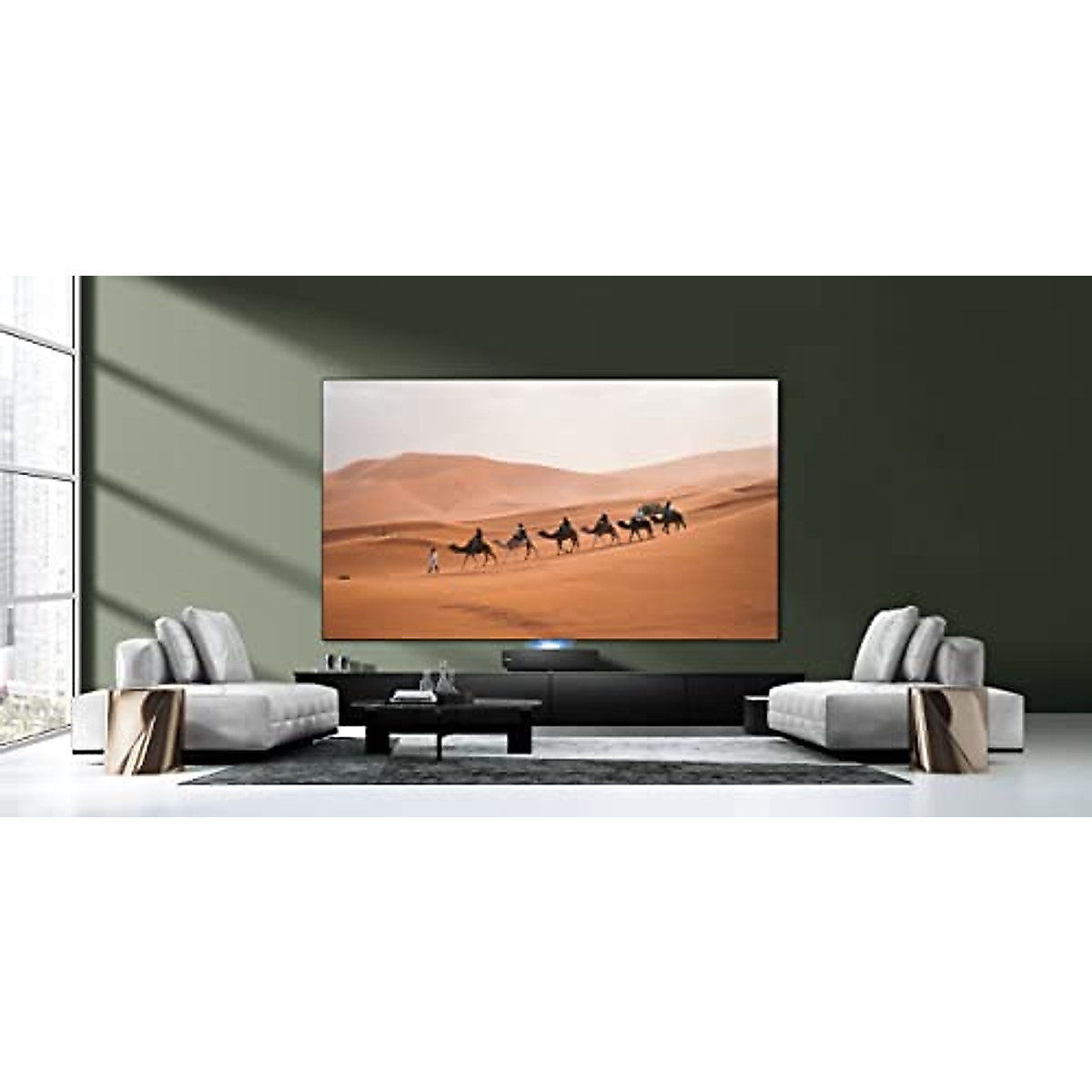 Hisense 100L5G-DLT100B 4K UHD Ultra-Short Throw Laser TV 100" High Gain ALR Screen, 2700 lumens, Compatible with Dolby Atmos, Google Assistant and Chromecast Built-in, Compatible with Alexa