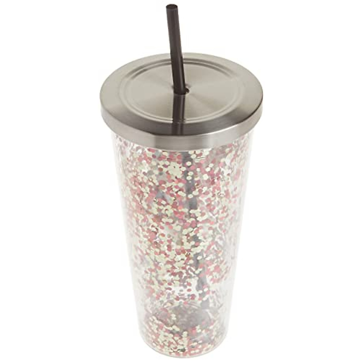 Spoontiques - Glitter Filled Acrylic Tumbler - Glitter Cup with Straw - 20 oz - Stainless Steel Locking Lid with Straw - Double Wall Insulated - BPA Free - Elvis Presley