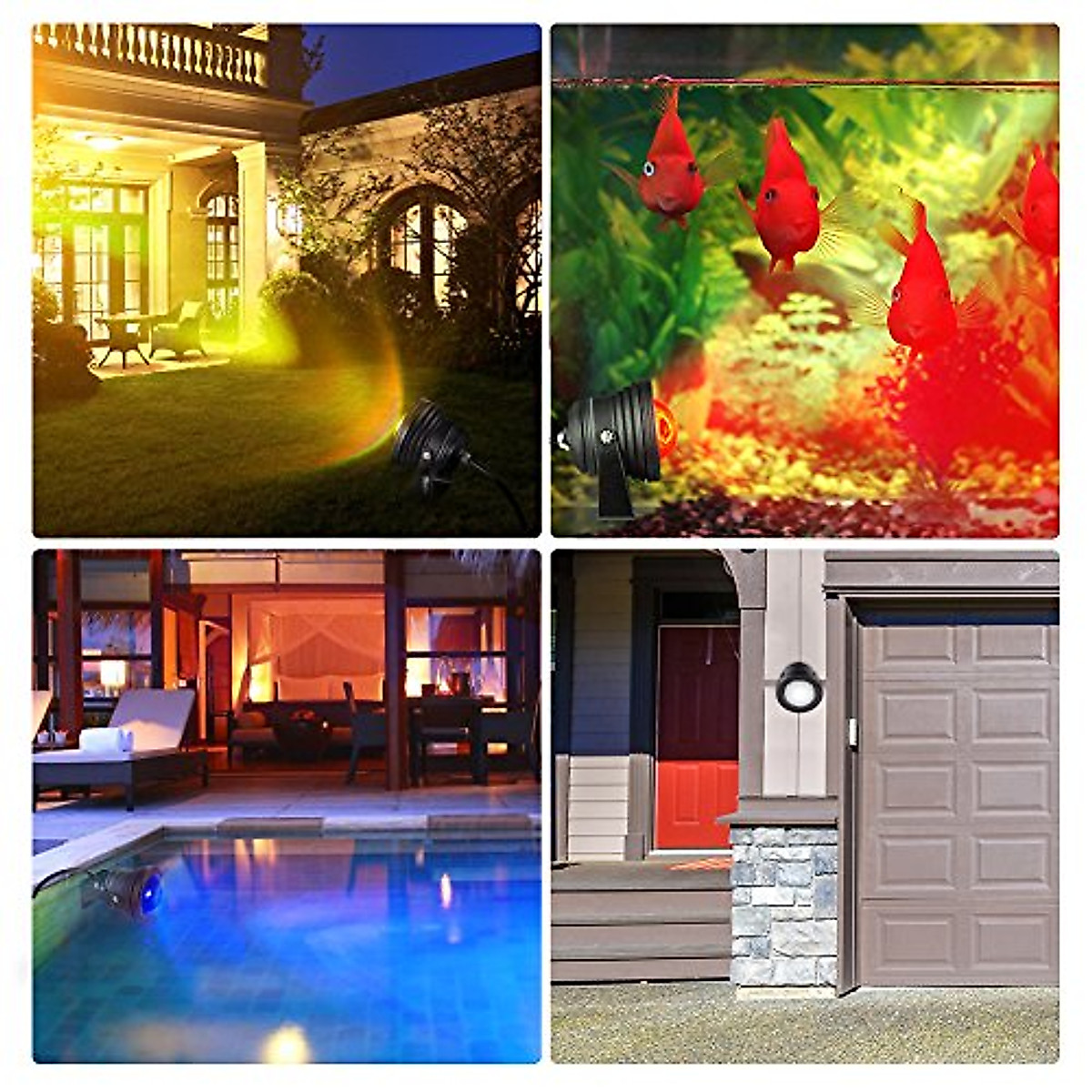 RUICAIKUN Outdoor Lights,10w Spot Lights Outdoor with US Plug and Remote Control,Dimmable Colored Halloween Decor Outdoor Lights,Waterproof Spotlight with Timer