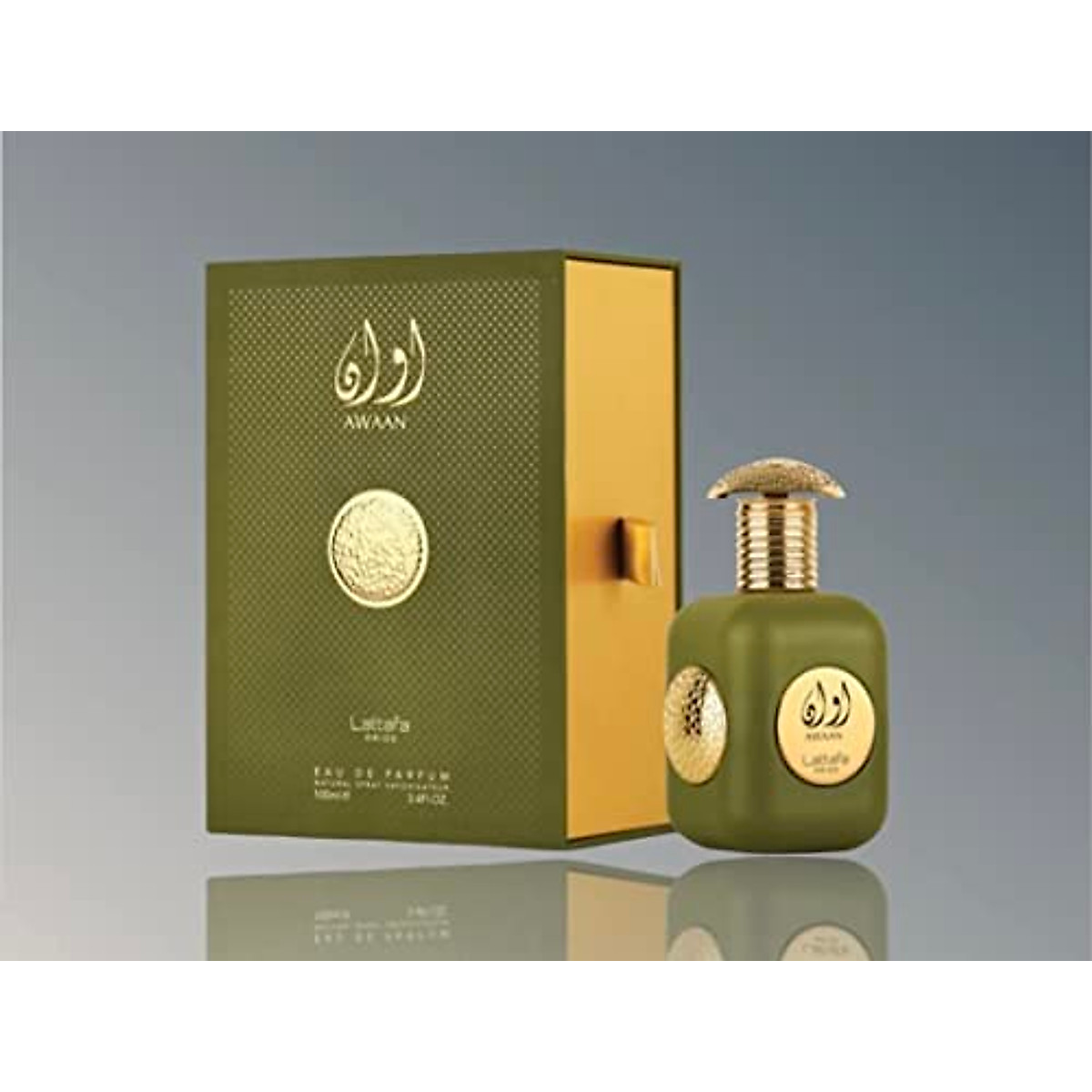 Lattafa Awaan Gold Eau De Parfum Spray for Unisex, 3.4 Ounce