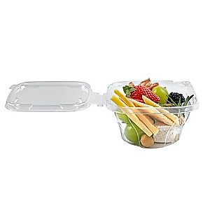 Restaurantware Tamper Tek 8 Ounce Snack Containers 100 Durable Deli Containers - Tamper-Evident Lid Disposable Clear PET Round Containers With Lid For Takeout And Delivery Orders