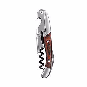 Twine Country Home Double Hinged Wood Corkscrew, Rosewood Inlay Wine Key, Bar Tool, Wine Opener, 4.75"