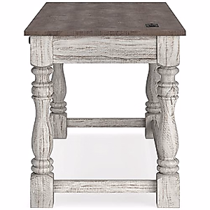 Signature Design by Ashley Havalance Casual 62.38" Home Office Desk with 2 Drawers and USB Charging Ports, Whitewash & Dark Brown