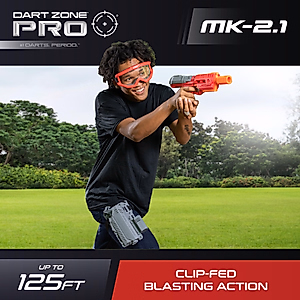 DART ZONE Pro-Series MK-2.1 Foam Dart Blaster – 150 FPS Foam Dart Gun for Adults – Soft Bullet Toy Gun for Ages 14+ – 18 Half Length Darts, 3 Mags, Eyewear, Holsters – Toy Pistol Blaster, 125 ft Range