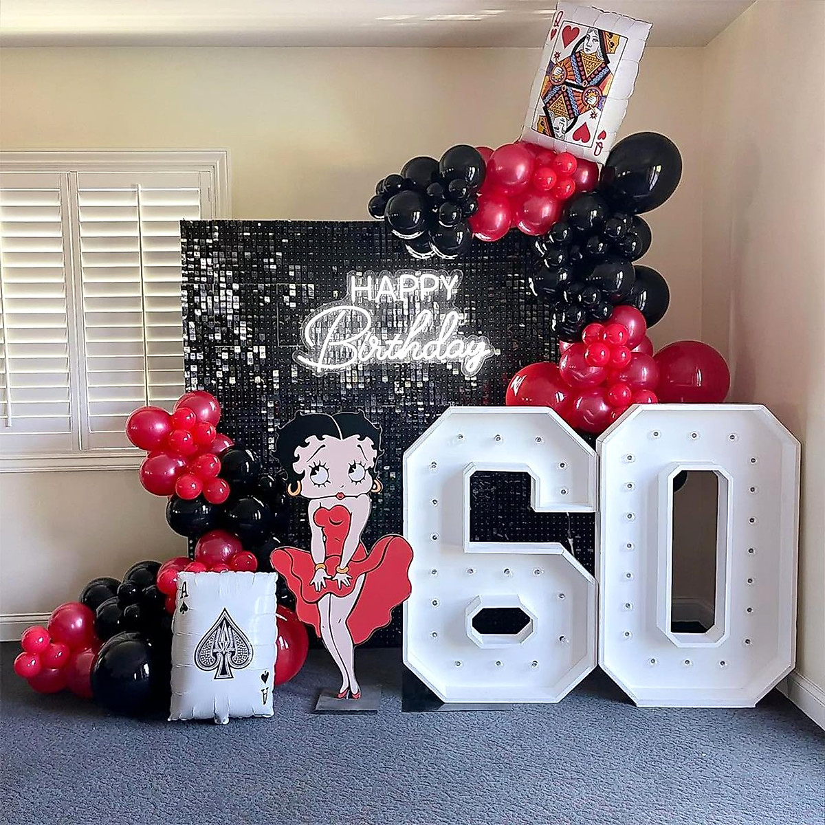 YAOWKY Red and Black Balloons Garland Arch Kit,115pcs Latex Black and Red Party Balloons Arch for Graduation, Baby Shower, Birthday, Wedding, BBQ Casino, Prom Party, New Years Eve Party Decorations