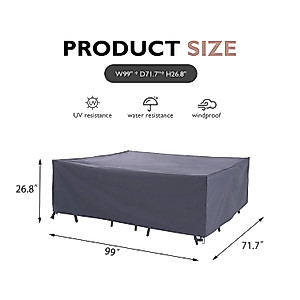 Yoneesn Garden Furniture Covers, Patio Furniture Waterproof Cover with Air Vent , 600D Outdoor Sofa Cover for outside Rectangle/Rectangular Table and Chair Set, rattan furniture set