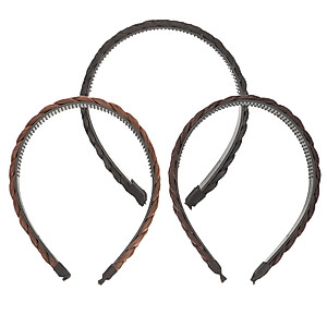 Lurrose 3 Pcs Women Hair Plaited Braided Headbands Synthetic Hairpieces Braid Wig with Teeth Hair Band Hair Hoop Hair Accessories