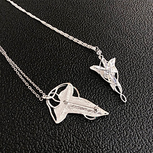 HJYZY 3 pcs Hobbit Necklace Gold Tone The Ring Pendant Necklace Vintage Green Leaf Elven Pin Brooch Pendant Chain Necklace