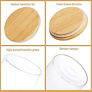 4 Pack Glass Jars with Airtight Bamboo Lids, (Dabacc) Glass Kitchen Canisters Clear Container for Food Storage of Dry Goods, Cookie, Candy, Spices, Coffee Beans and More, 18.6 OZ