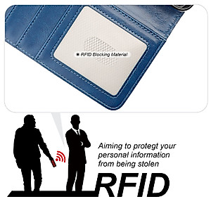 Bocasal Detachable Wallet Case for iPhone 13 RFID Blocking Card Slots Holder Premium PU Leather Magnetic Kickstand Shockproof Wrist Strap Removable Flip Protective Cover 5G 6.1 inch (Blue)