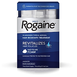 Men's Rogaine 5% Minoxidil Foam for Hair Loss and Hair Regrowth, Topical Treatment for Thinning Hair, 3-Month Supply ( Pack of 3)