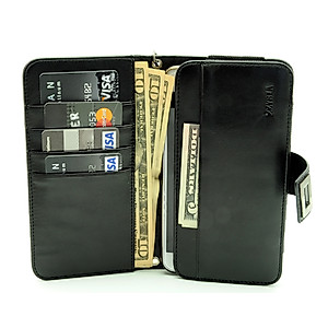 ZZYBIA® Crossbody/Wristlet Clutch 2 Way Coin Zip Mobile Case Wallet Card Holder with Detechable Long Chain for Universal fit Most Smartphones up to 6.5" x 3.5"