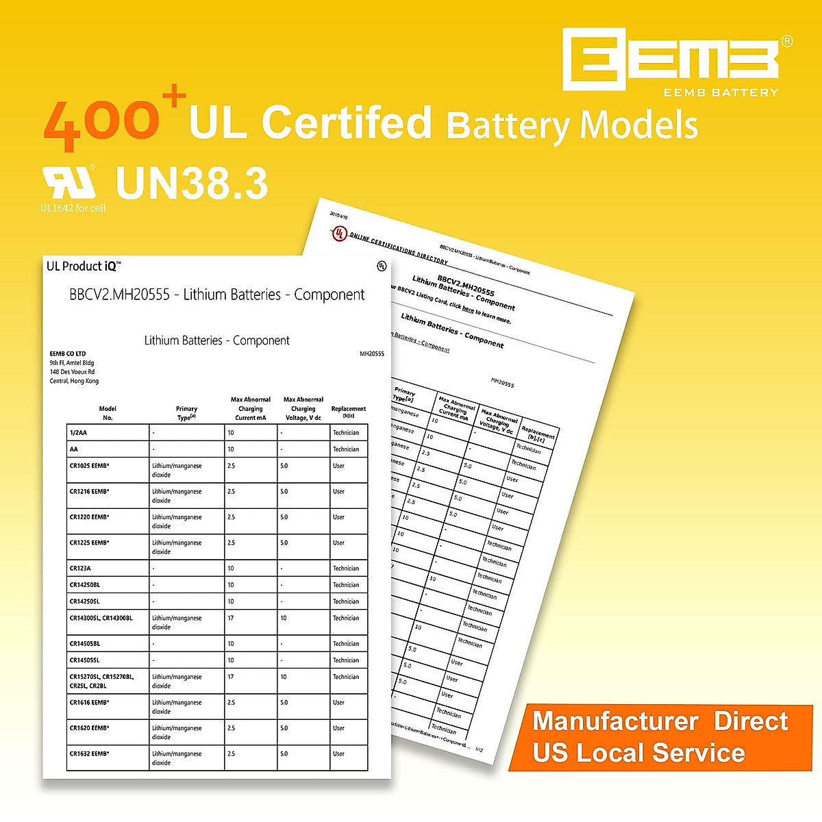 EEMB 4PACK LIR1454 Rechargeable Battery 3.7V Lithium-ion Button Batteries Coin Cell Battery for Earphone Wearable Device Watch