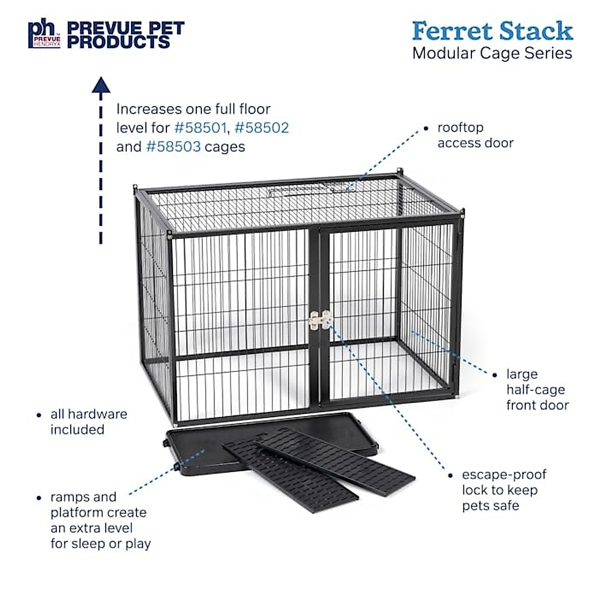 Prevue Pet Products Ferret Stacking Cage Add-On Unit, Fits Prevue Ferret Stack Cages