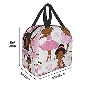 Lycomify Reusable Tote Lunch Bag,Pink Ballet Cute Girl Ballerina Dancer Skirt Gymnastic Kid Personalizedwaterproof Insulated Cooler box Bags Luch Container for Office School Picnic Beach Workout…