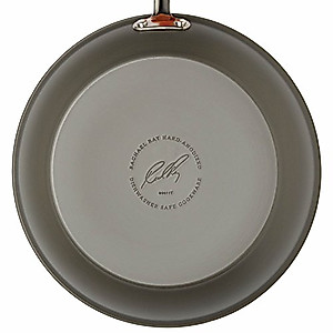 Rachael Ray Brights Hard Anodized Nonstick Frying Pan / Fry Pan / Hard Anodized Skillet - 12.5 Inch, Gray with Orange Handles