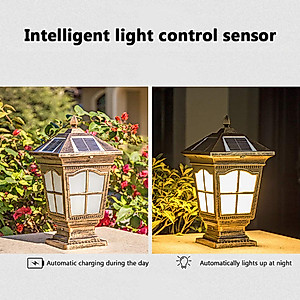 TY-ZWJ Light-Controlled Solar Column Headlights, Column Headlights Wall Lights Outdoor Fence Fence Lights Rainproof Home Garden Lights Modern Outdoor Lighting Solar Column Headlights