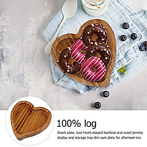 Luxshiny Heart Shaped Wood Serving Tray Decorative Valentine s Day Wedding Tea Set Tray Coffee Table Tray Wooden Food Plate Sushi Board for Bread Fruit Snack