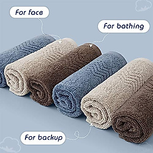 Cleanbear Cotton Washcloths Bath Wash Cloth Set 13 x 13 Inches, 6-Pack Face Cloths with 3 Colors