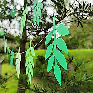 Mybbshower Green Paper Leaf Garland for Spring Party Backdrop 30 Ft Banner Birthday Wedding Decoration