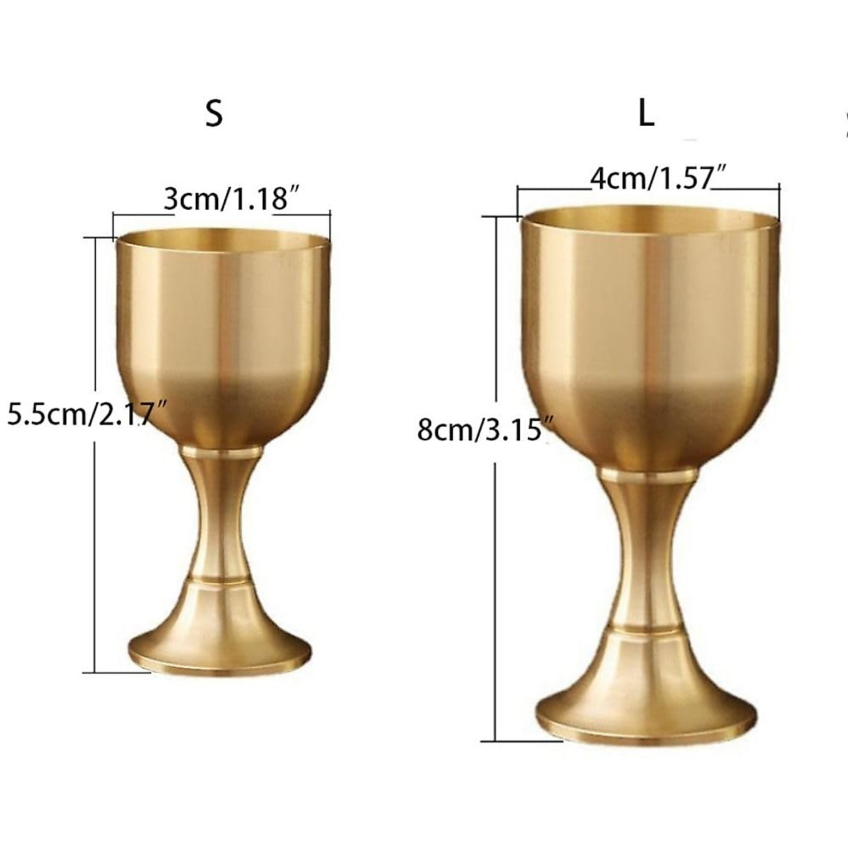 Brass Chalice Cup Wine Goblet Brass Drinking Glasses Beverage Tumbler Metal Liquor Tumbler For Church Cup Ritual Chalice Party Home Accessories(S)